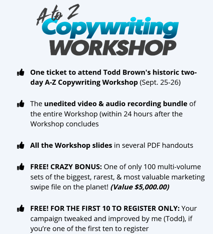 Todd Brown – A-Z Copywriting Workshop - WSOZONE